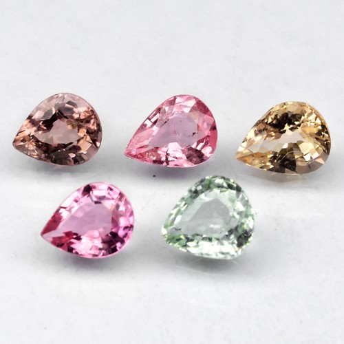 2.34ct 5pcs Lot Pear Natural Multi Color Tourmaline - Unheated, Mozambique Gems | eBay