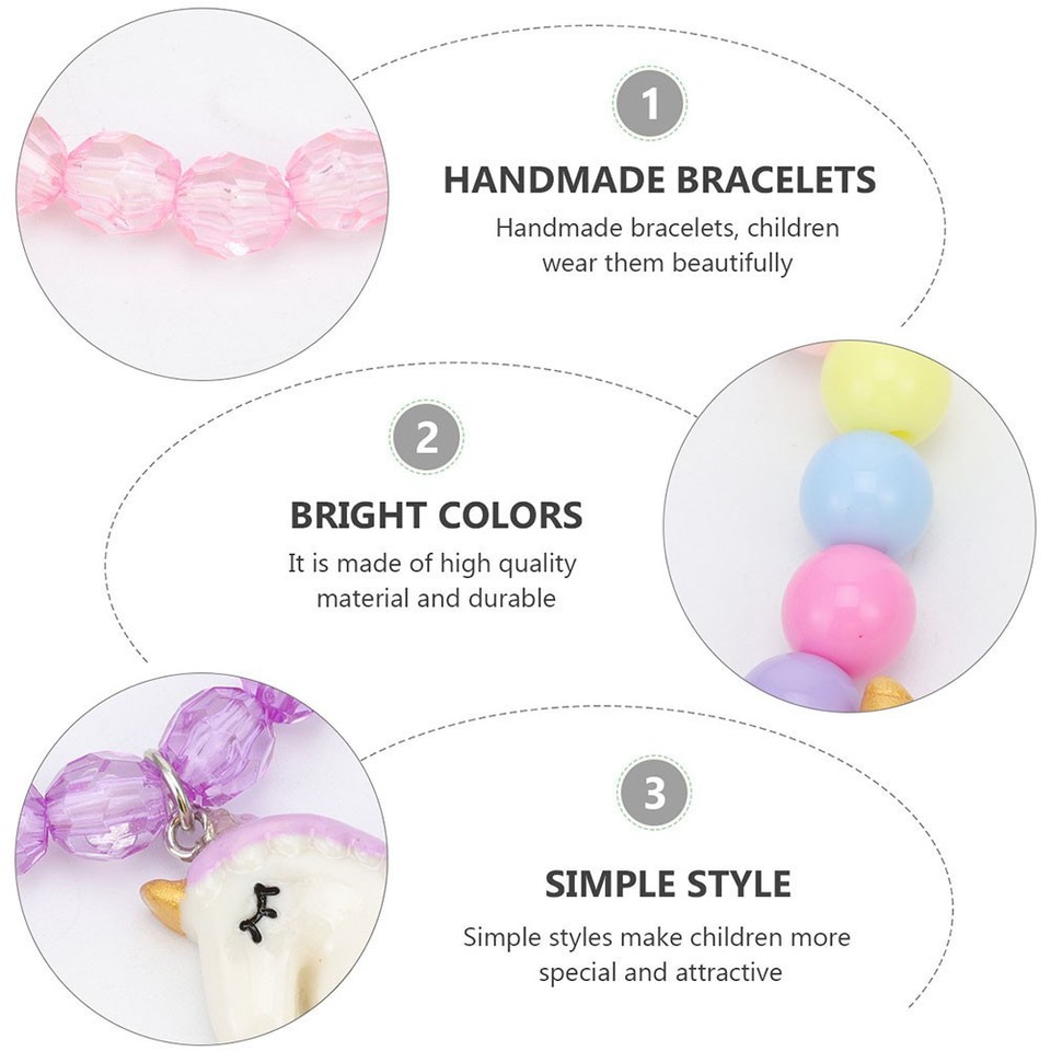5 Pcs Kids Wrist Decor Party Jewelry for Girls Colorful Beaded ...