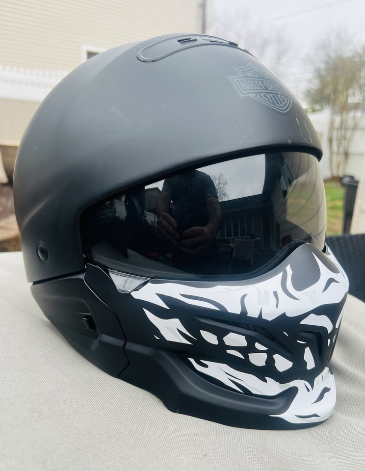 Harley Davidson Pilot 3-in-1 X04 Helmet/Matte Black/Exo Skull/Bandana ...