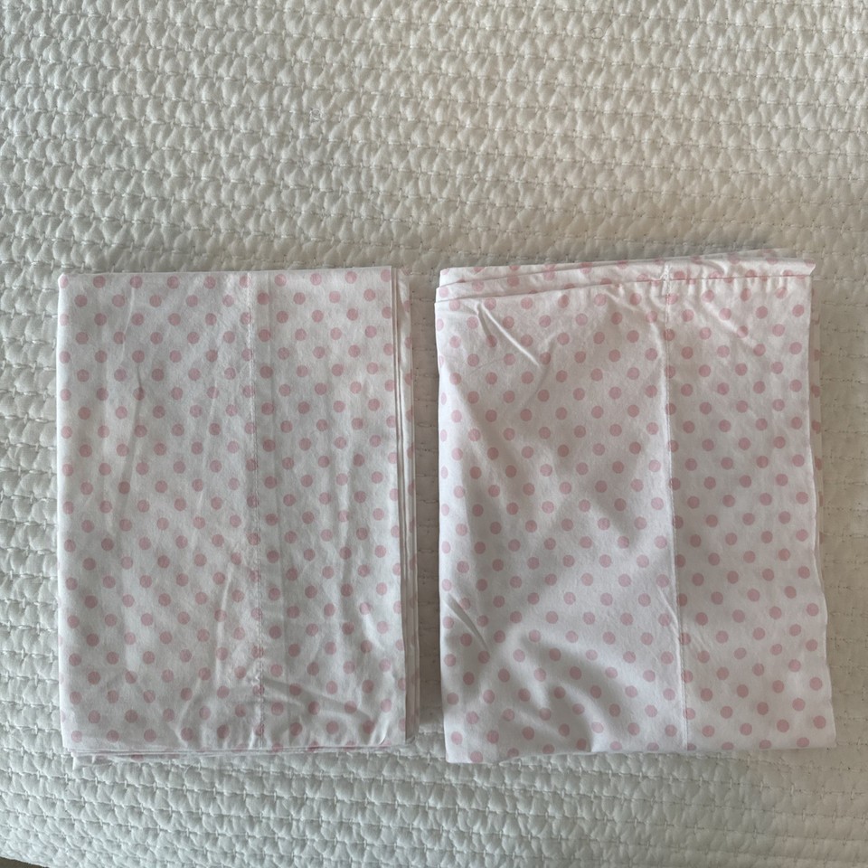 EUC Pottery Barn Kids pink polka dot COMPLETE Sheet Set FULL Organic | eBay