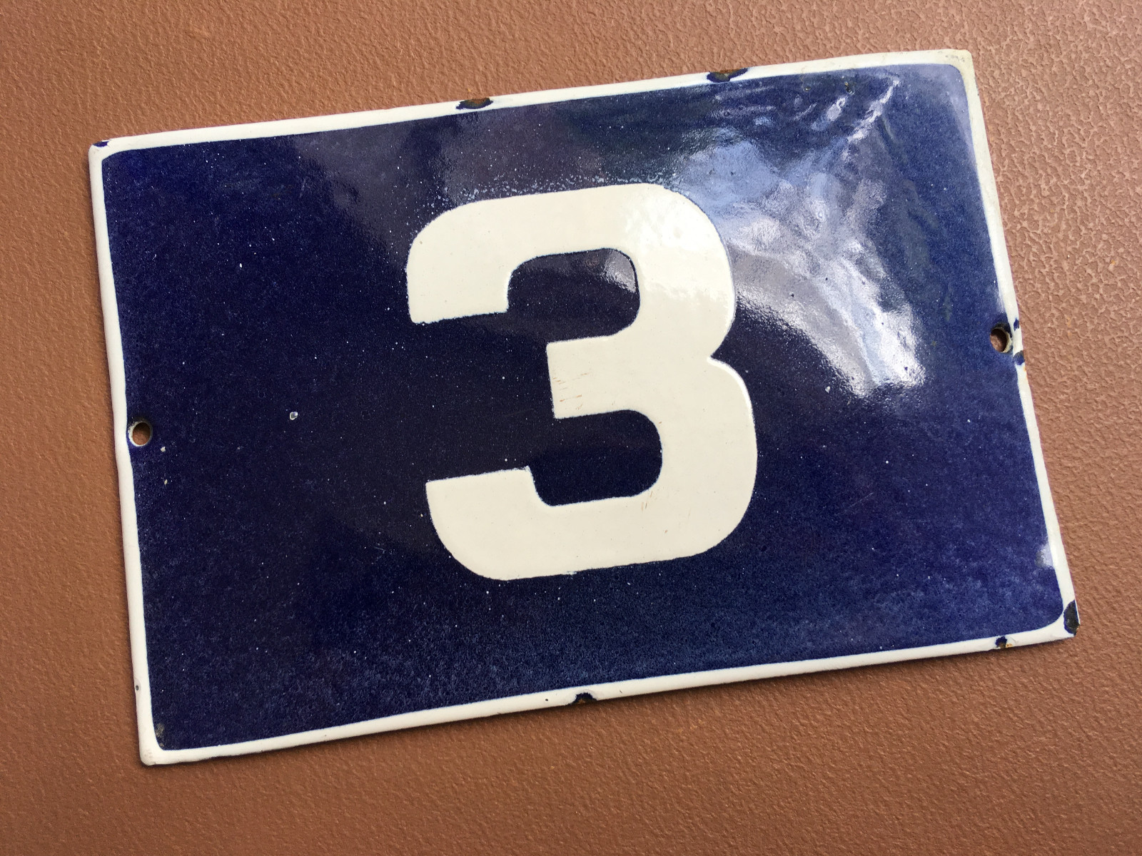 ANTIQUE VINTAGE EUROPEAN ENAMEL SIGN HOUSE NUMBER 3 DOOR GATE SIGN 1960 ...