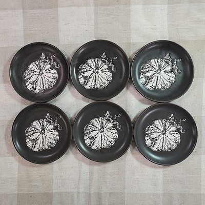 Set of 6 Threshold Stoneware 6” Autumn Fall Harvest Pumpkin Appetizer ...