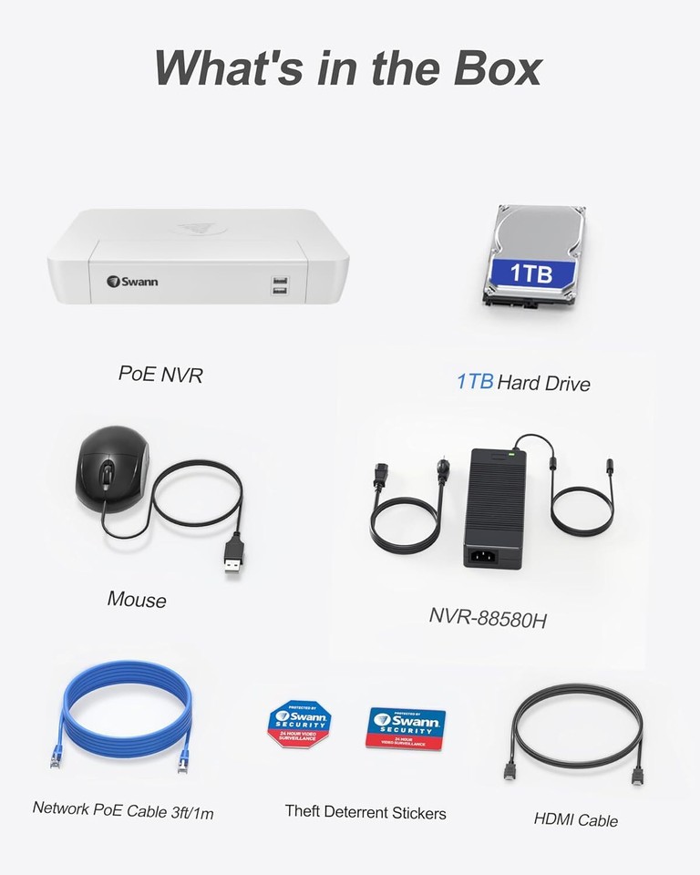 Swann 4K 8Channel Security Camera System NVR Recorder nvr-8580 Security ...