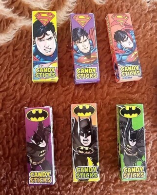 World Confections, Inc. Superman & Batman Unopened Box Candy Sticks Lot ...