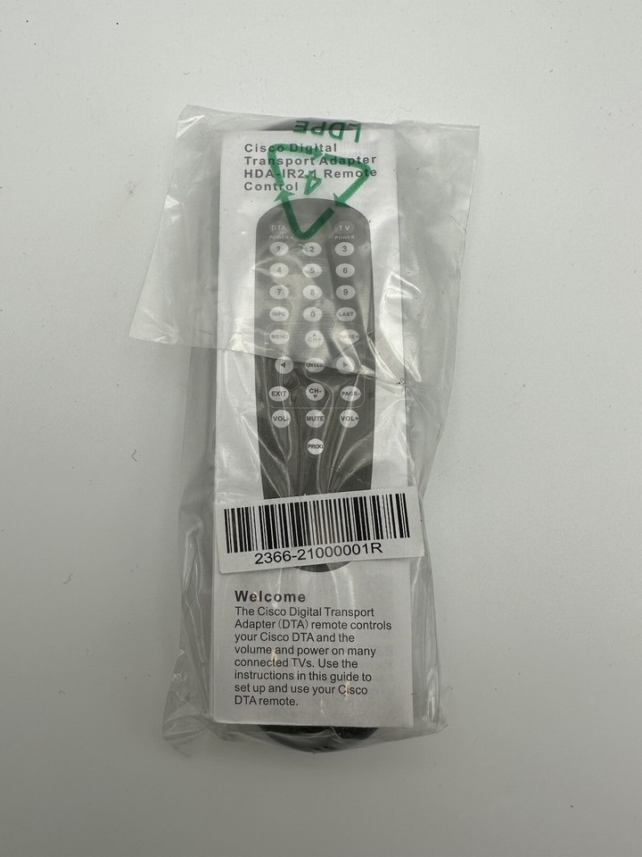 CISCO HDA-IR2. DTA DIGITAL TRANSPORT ADAPTER Remote Control Brand New ...