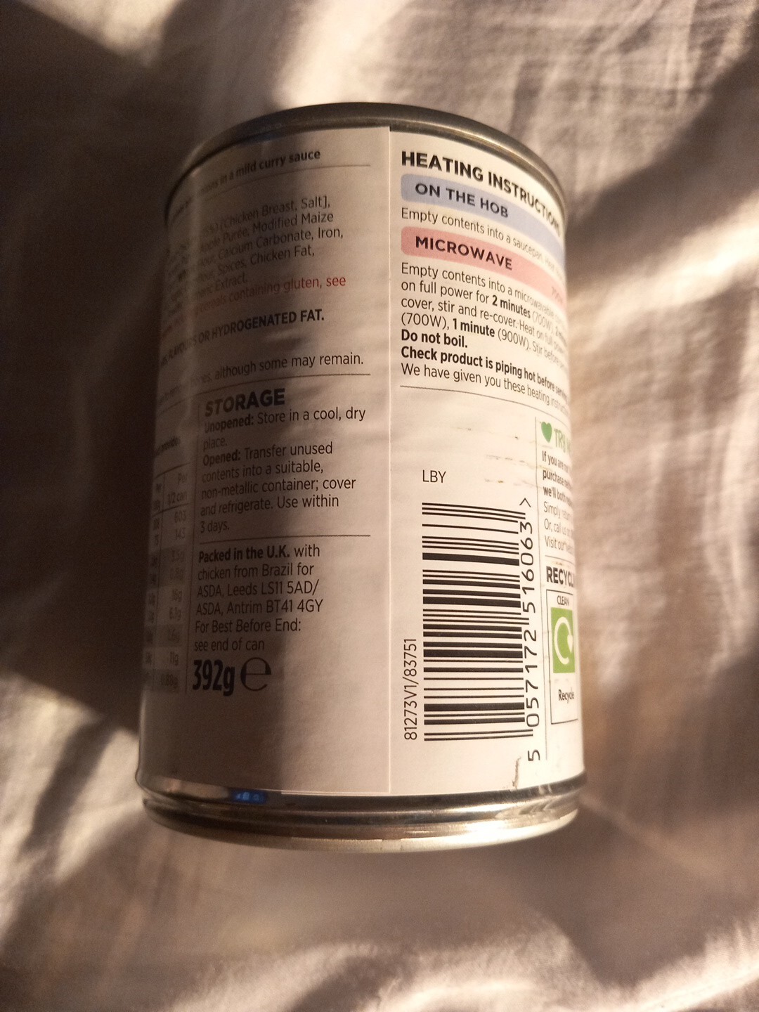 ASDA Mild Chicken and Veg Curry - 3 tins x 392g=1176g. . FREE P&P ...