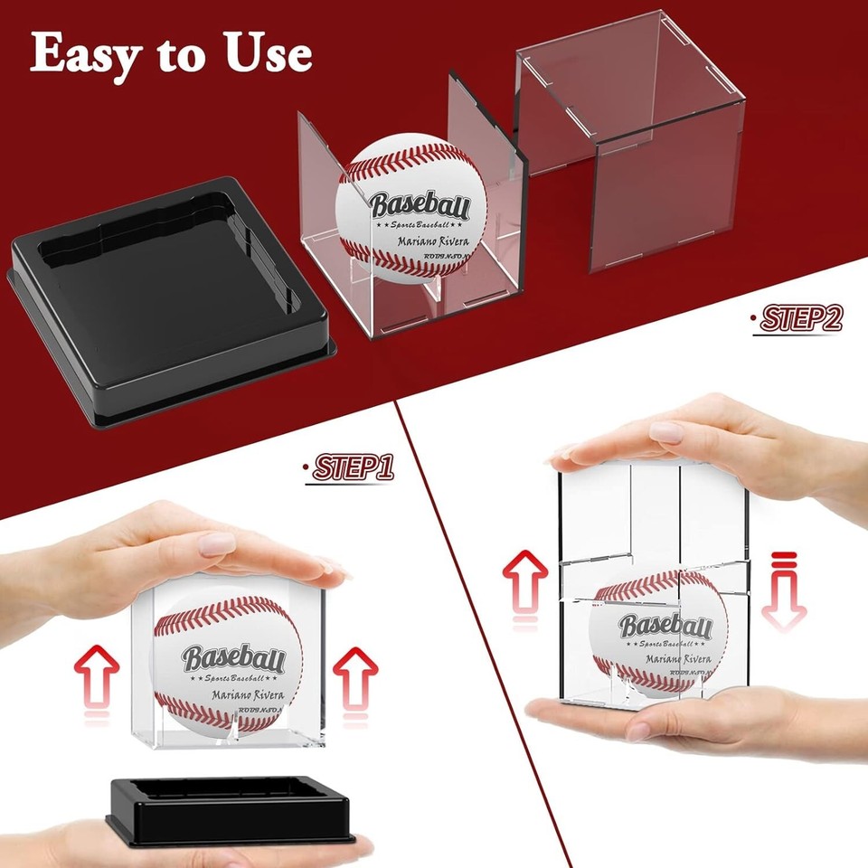 1 Baseball/Billiard Ball Holder Display Case Stand, Acrylic Cover, UV ...