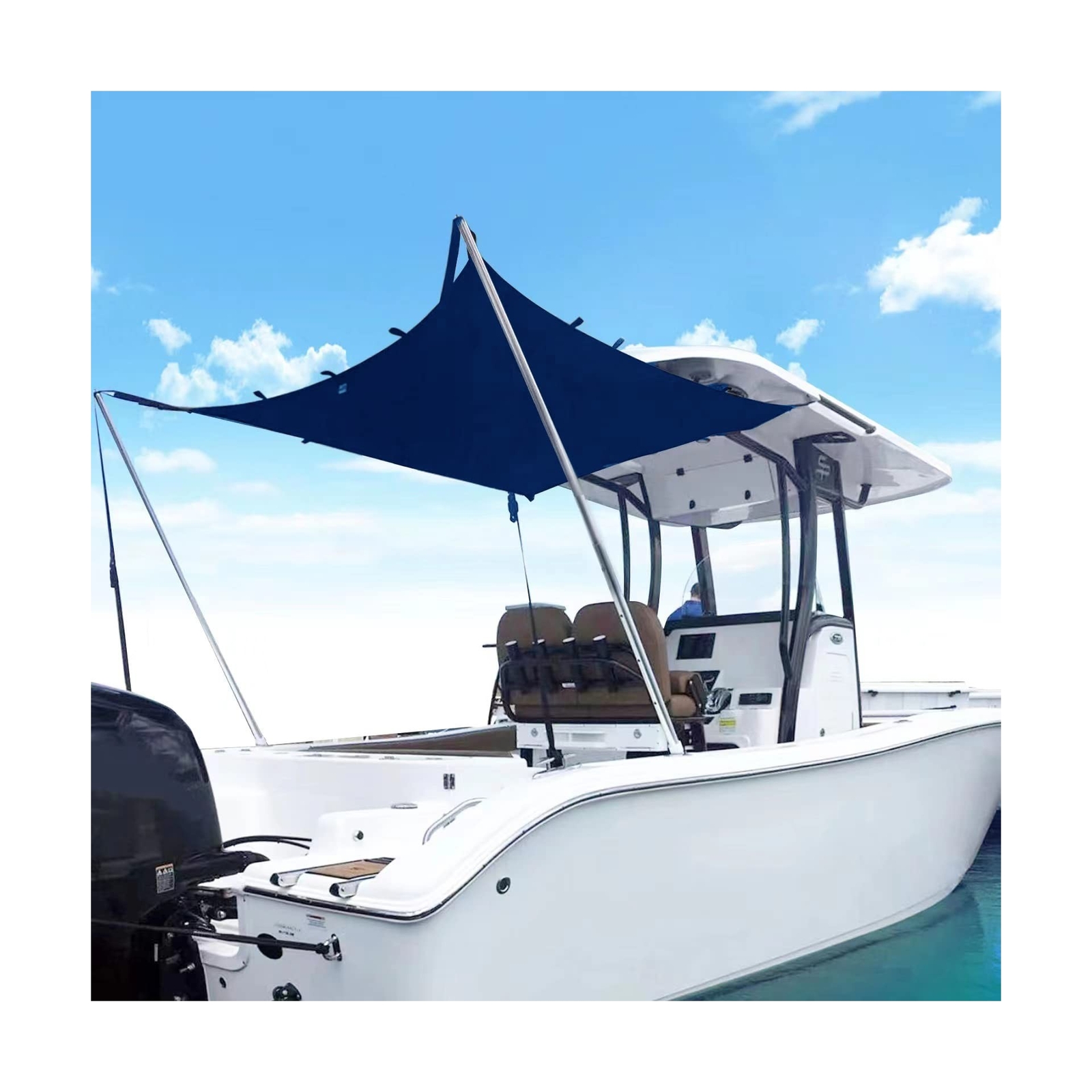 Boat Sun Shade Kit Boat Canopy, T-Top Boat Cover with Stainless Steel ...