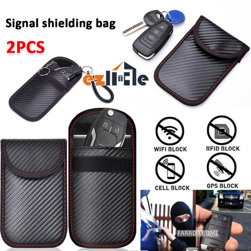 2x Faraday Cage Fob Car Key Blocking Bag RFID Pouch Keyless Signal ...