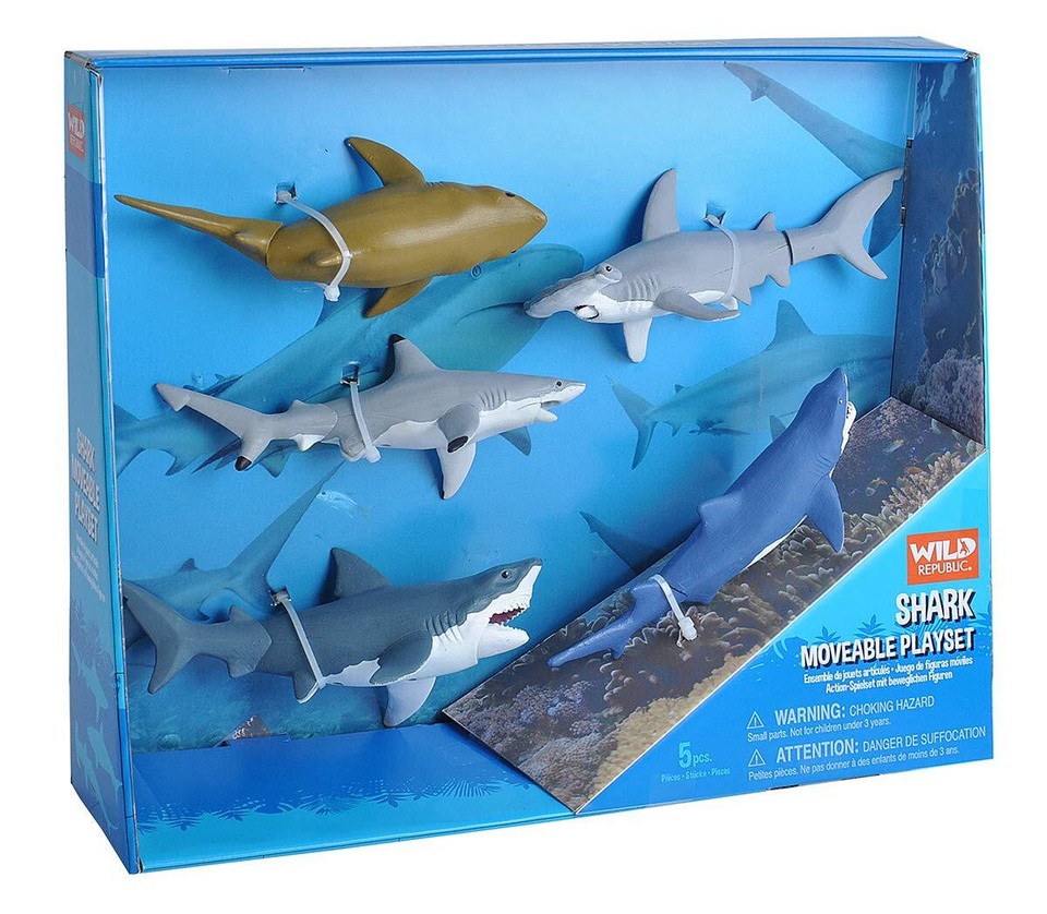 Wild Republic Shark Moveable Action Playset, Aquatic Animal Kids Toys ...