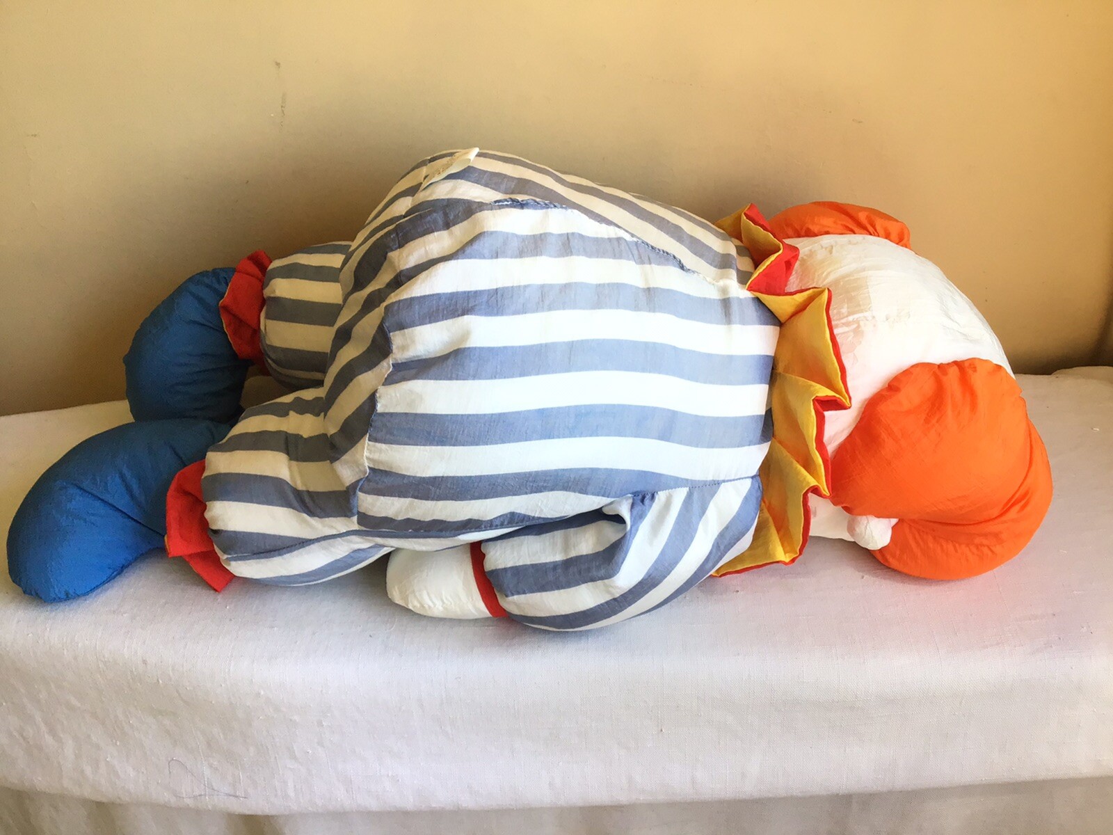 Vintage Sitting Puffy Fluffy Colorful Clown Plush Stuffed Animal Toy 16 ...