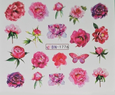 Nail Art Water Decal Transfer BN-1776 assorted flower heads Sticker ...