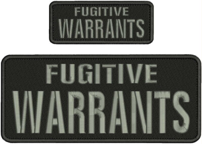 F WARRANTS MBROIDERY PATCH 4X10 AND 2X5 HOOK ON BACK GRAY ON BLACK | eBay