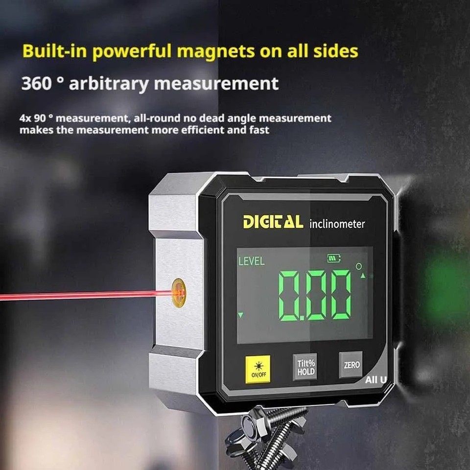 Magnetic Digital Angle Finder Gauge Electronic Laser Level Angle ...
