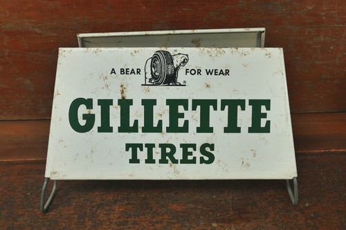 Vintage 1950s Original GILLETTE TIRES Metal Tire Diplay Stand Gas Oil ...