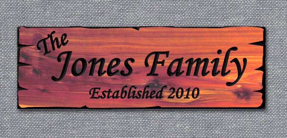 Personalized Custom Carved Cedar Wood Sign - Last Name Rustic Plaque ...
