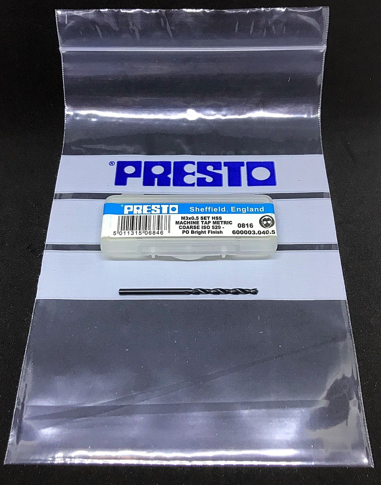 Presto 3 Piece HSS Tap Set Include Taper/Second/Plug with Tapping Drill ...