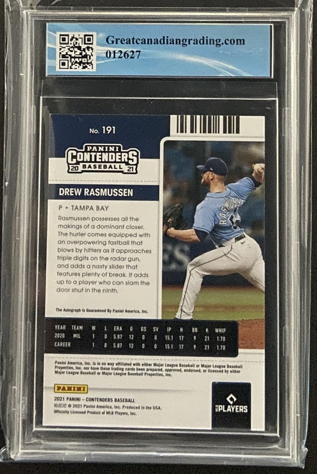 2021 Panini Contenders Rookie Autograph #191 Drew Rasmussen Graded 9.5 ...