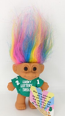 LUCKY BINGO TROLL RAINBOW HAIR 3" Russ Troll Doll | eBay