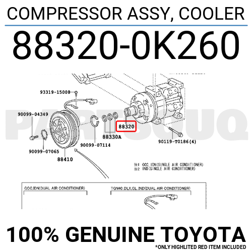 883200K260 Genuine Toyota COMPRESSOR ASSY, COOLER 88320-0K260 | eBay
