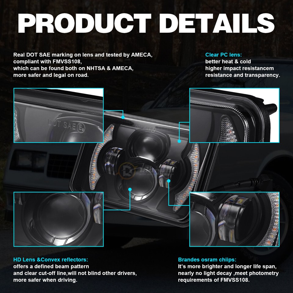 For Chevy S10 Blazer 1994-1997 4x6 inch LED Headlight Hi-Lo Sealed Beam ...