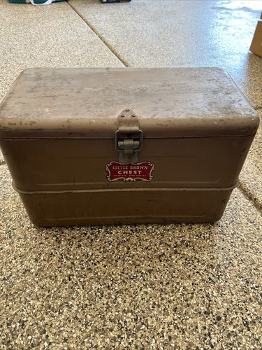 Vintage “Little Brown Chest” Ice Box Cooler - 1950s - All Metal, Ice ...