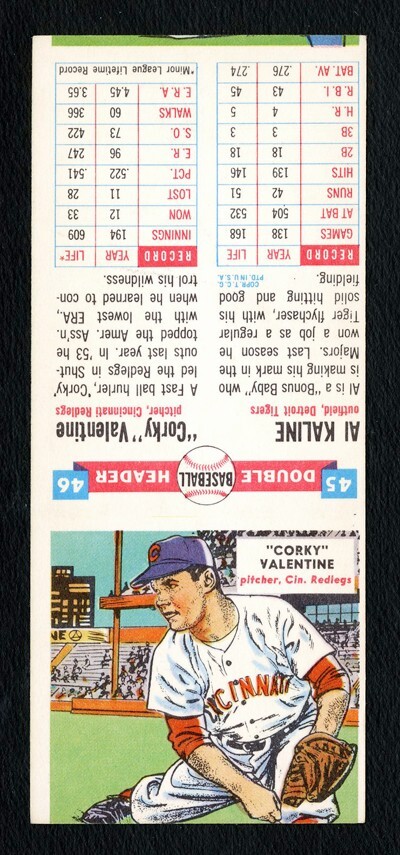 1955 TOPPS DOUBLEHEADER #45 AL KALINE RARE FACTORY CUT UNPERFORATED HQ ...