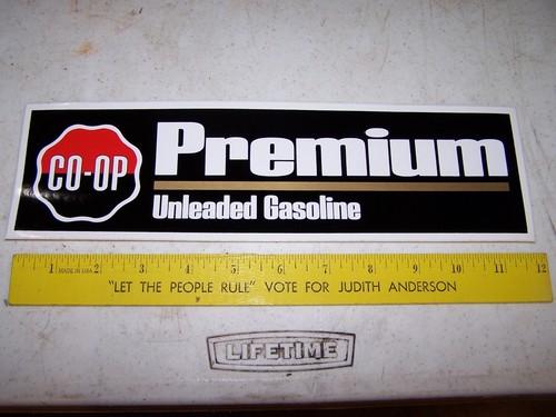 Unused Farm Bureau CO-OP Vinyl Sticker Sign 3.5"x12" - PREMIUM UNLEADED ...