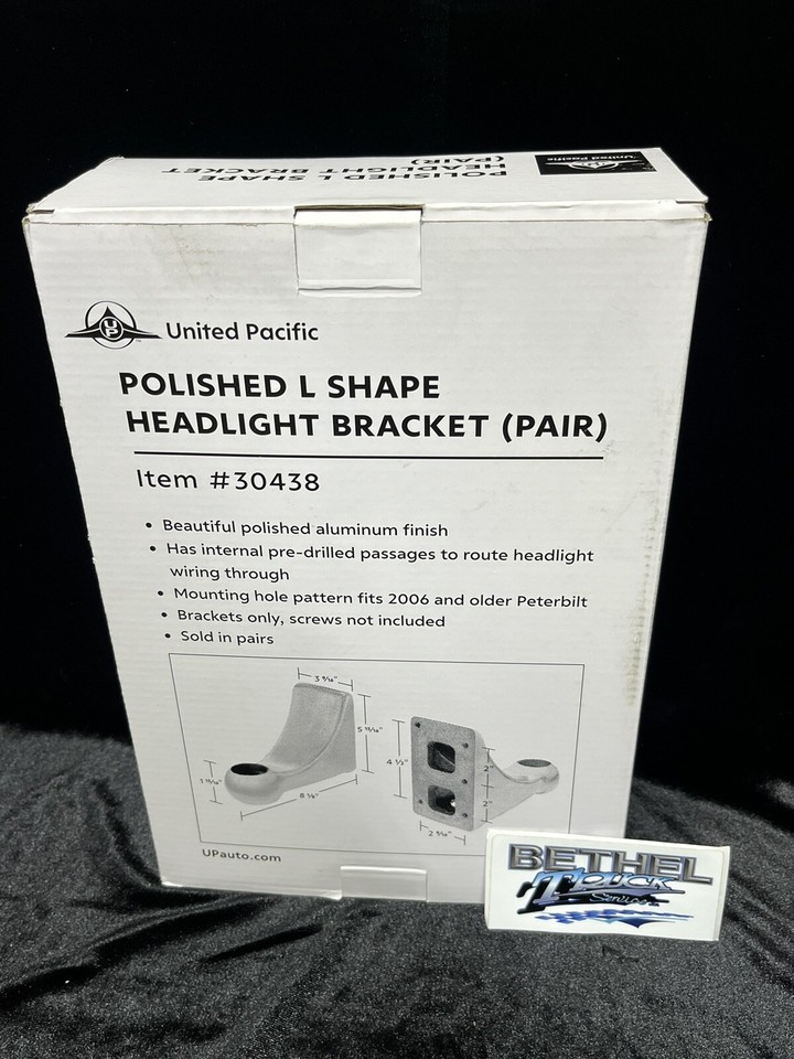 Peterbilt 359 379 389 Headlight L / J Brackets Aluminum United Pacific ...