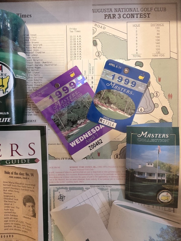 1999 Masters Tournament Memorabilia Shadow Box – Augusta National ...