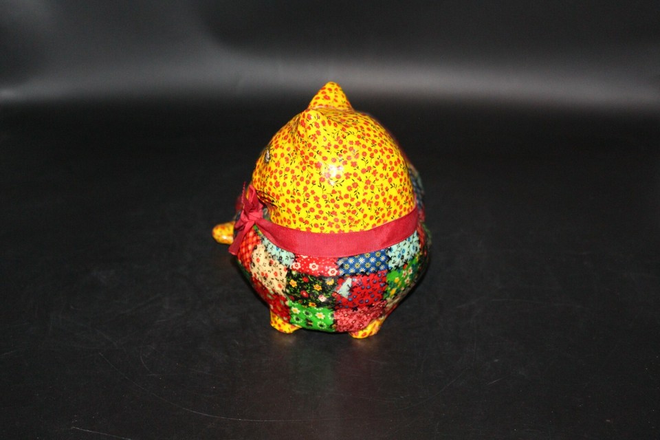 Vintage Figural Folk Art Cat Statue Chalkware Calico Patchwork ...