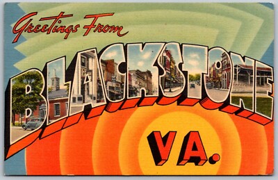 Postcard VA Blackstone Virginia Greetings Large Letter Linen VA01 | eBay