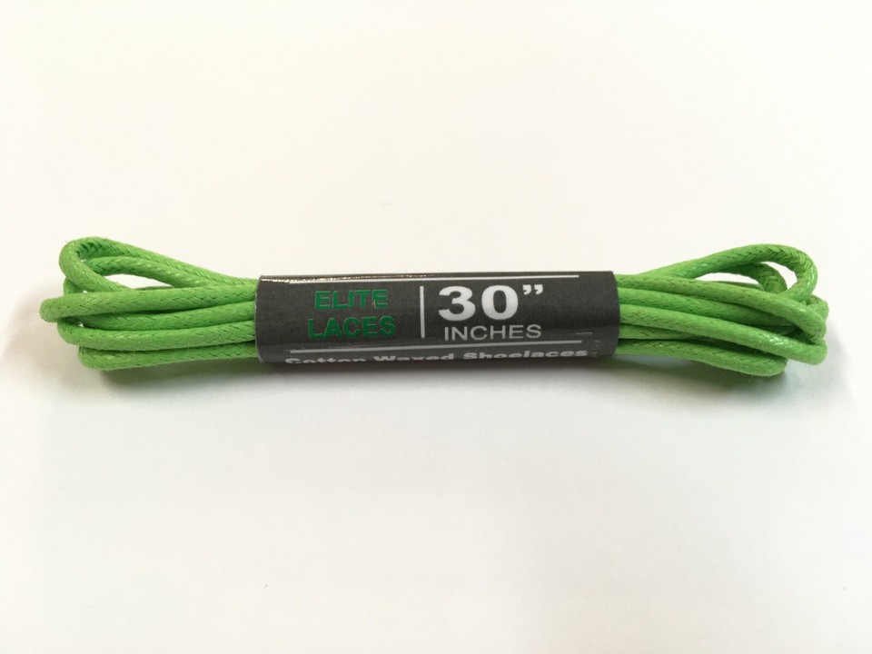 LIME GREEN Round Premium Waxed Cotton Dress Shoelaces Shoe Boot Laces ...