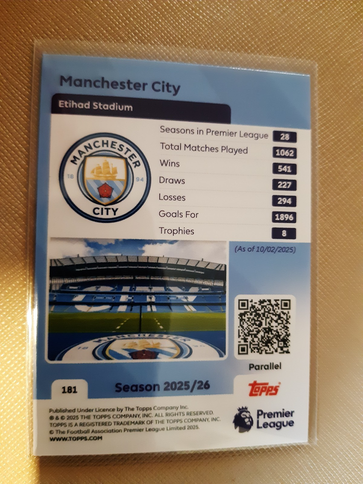Topps Premier League 25/26 Manchester City Team badge 1/5 🔥🔥 Super Rare ...