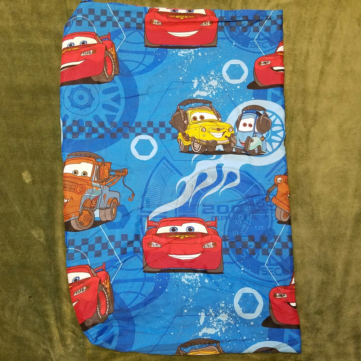 Disney Pixar Cars Twin Sheet Blue Splat Lightning McQueen Tow Mater ...