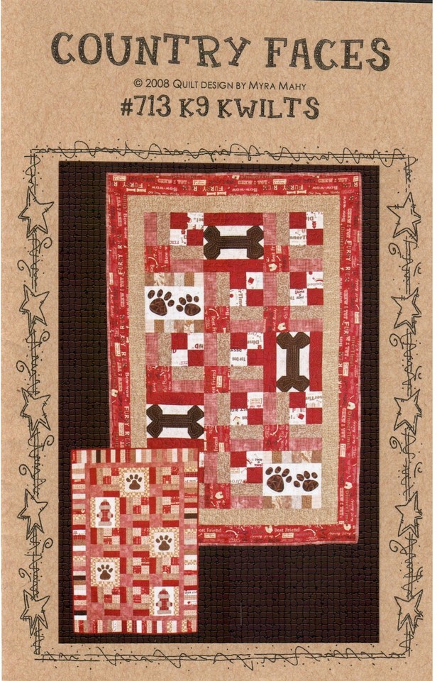 K9 Kwilts Dog Bone & Fire Hydrant Quilts Craft Pattern Country Folk Art ...