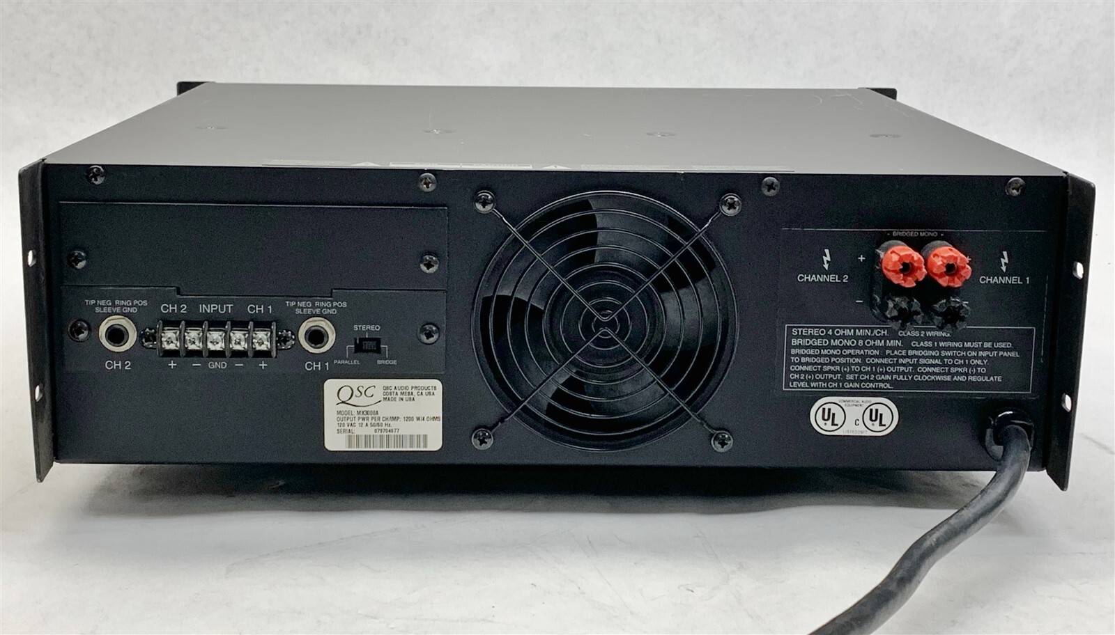 QSC MX3000A MX-3000A Dual Monaural Stereo Power Amplifier PA Amp ...