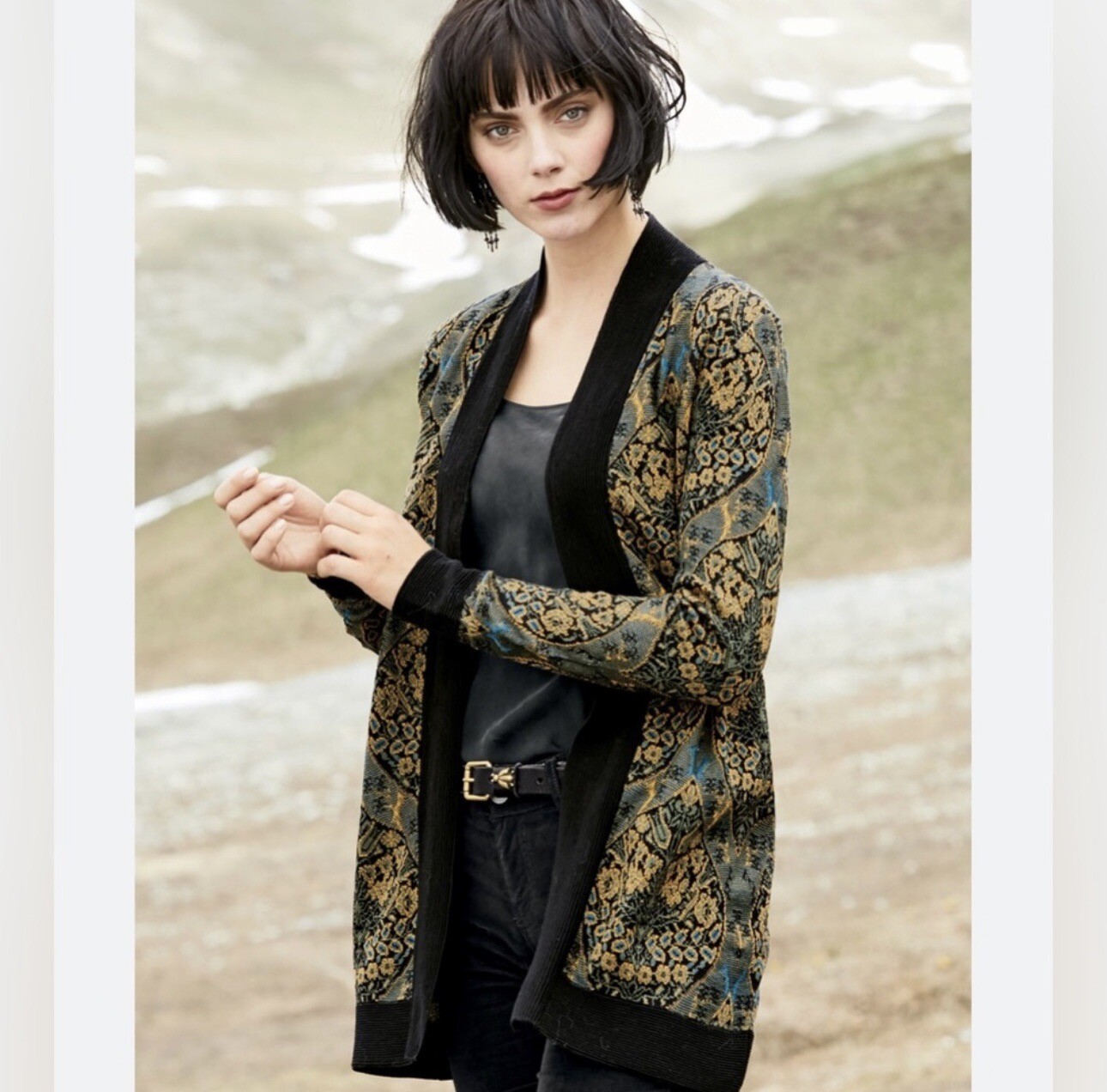 Peruvian Connection Sultan Cardigan Black Gold Size S… - Gem