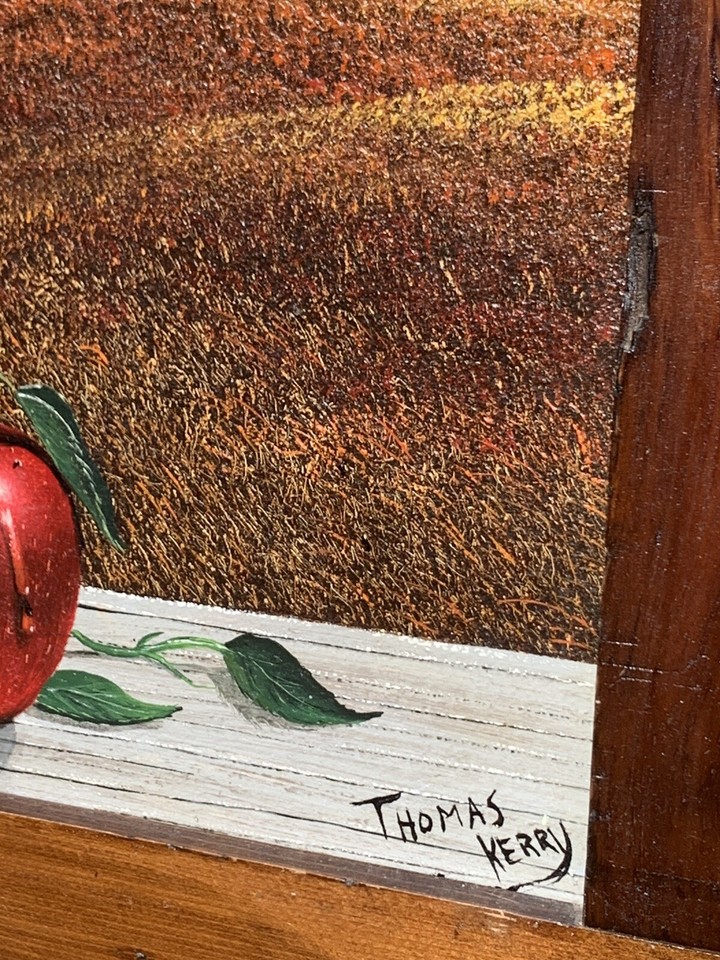 Original NY Artist Thomas Kerry Oil On Masonite Apples Still Life Barn ...