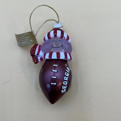 Georgia Bulldogs 2.75" Snowman with Scarf Christmas Ornament. Lights Up ...