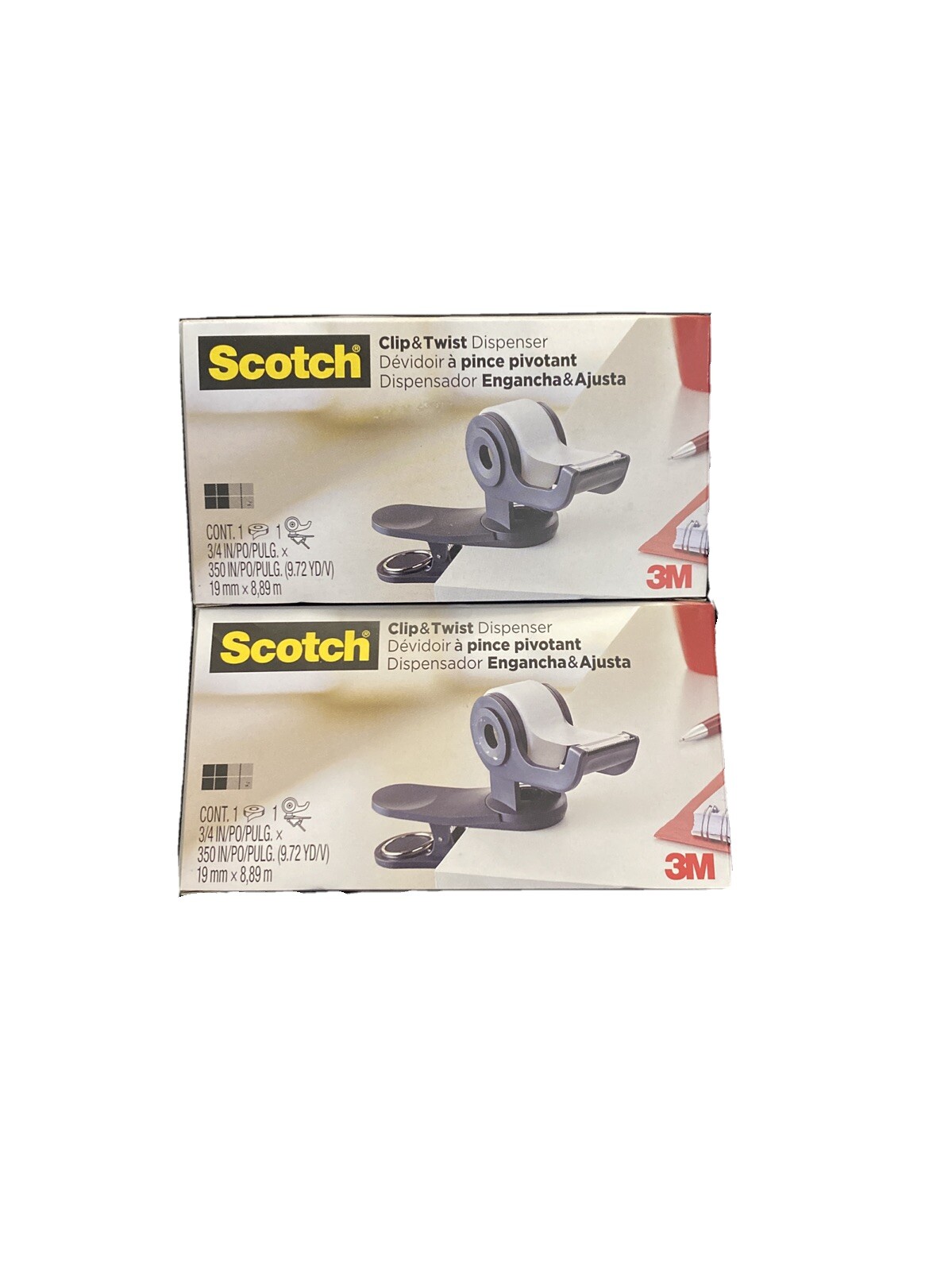 2 Boxes Of 3M Scotch Clip & Twist Desktop Tape Dispenser With 350 in ...