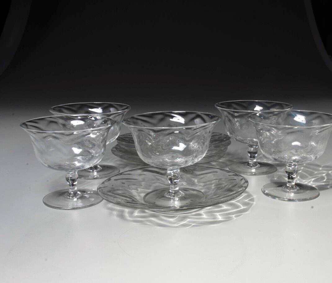 Thomas Webb Sons Crystal Sherbet Glasses w Plates Signed C 1940 Vintage ...