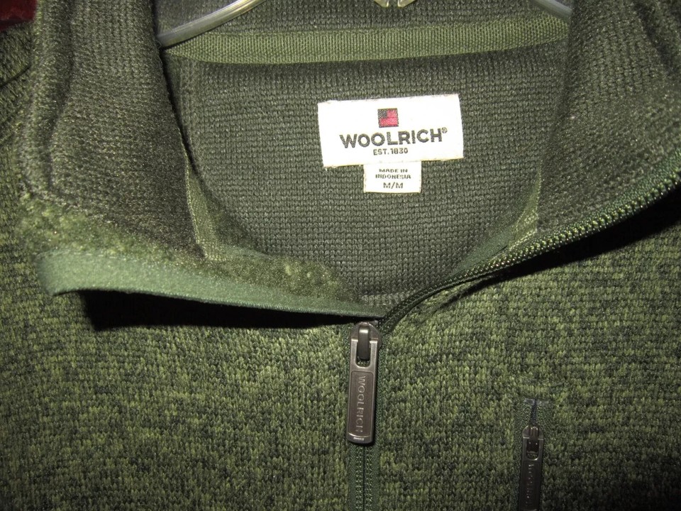 Woolrich M Top Shirt Sweatshirt Marled Knit Green Half Zip Mock Pocket ...