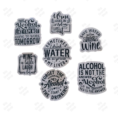 Funny Alcohol Quote Stickers Whiskey Wine Decals Gift Set for Bar Drink ...