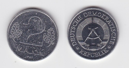2 Mark Aluminium Münze DDR 1987 Stempelglanz (131333) | eBay.de