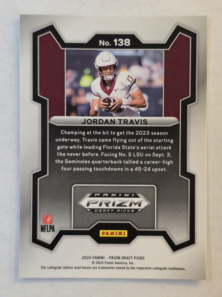 2024 Panini Prizm Draft Picks NFL - Jordan Travis #138 RC Rookie Jets ...