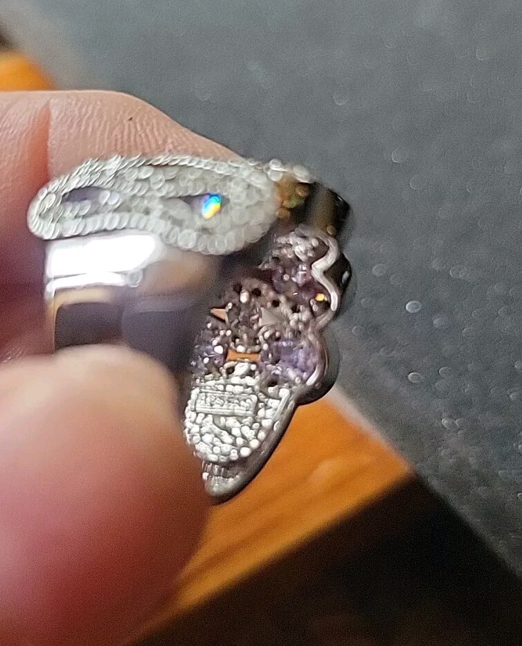 FAS Pavé CZ with Amethyst Elegant Band Ring Sterling Silver Size 7 | eBay
