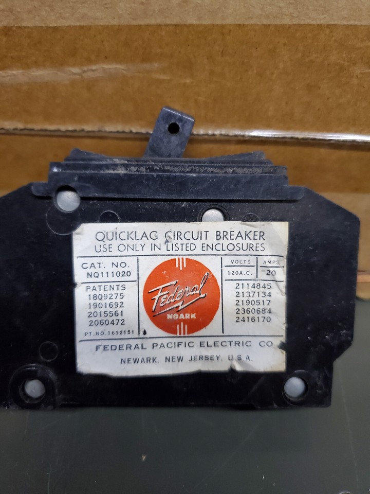 Federal Pacific (FPE) NQ11020 Quicklag Circuit Breaker 1P 20A 120V Type ...
