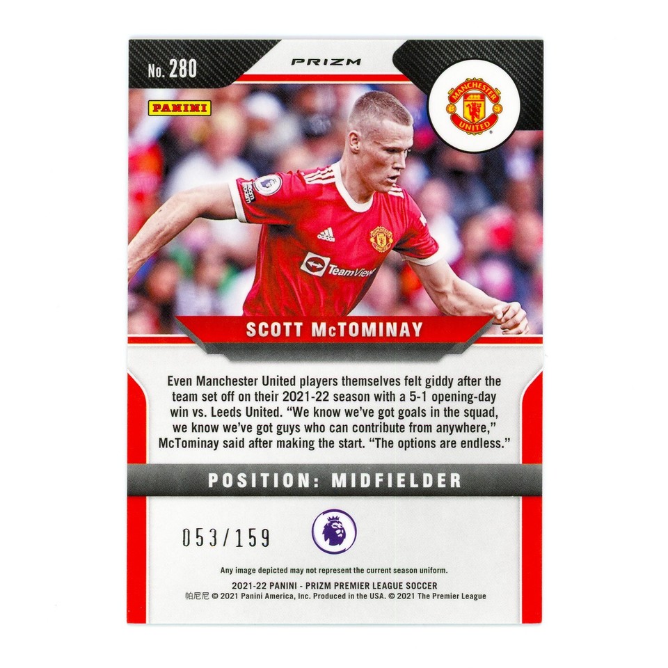 2021-22 Panini Prizm Premier League Soccer Scott McTominay Red Mojo ...