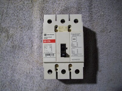 Eaton Cutler-Hammer Industrial Circuit Breaker, 3 Pole Unit, GD22K | eBay
